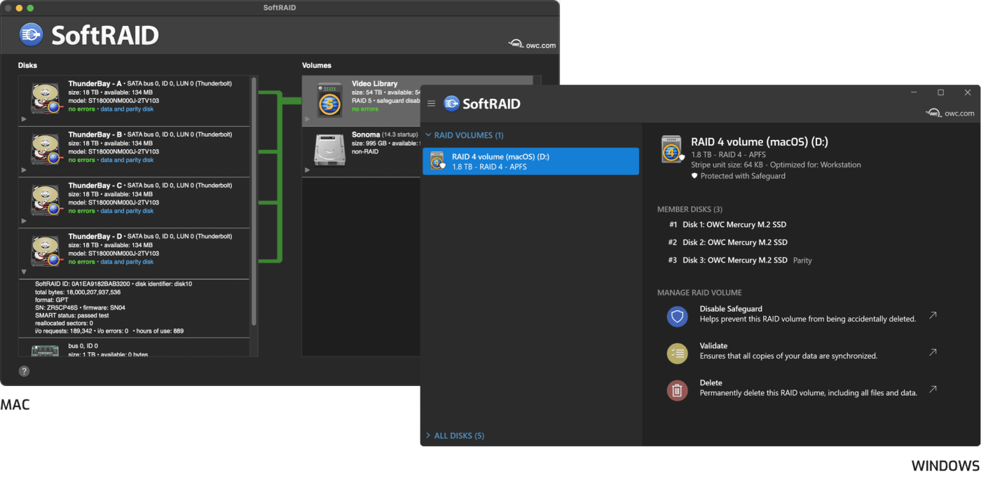 OWC SoftRAID for Mac and Windows